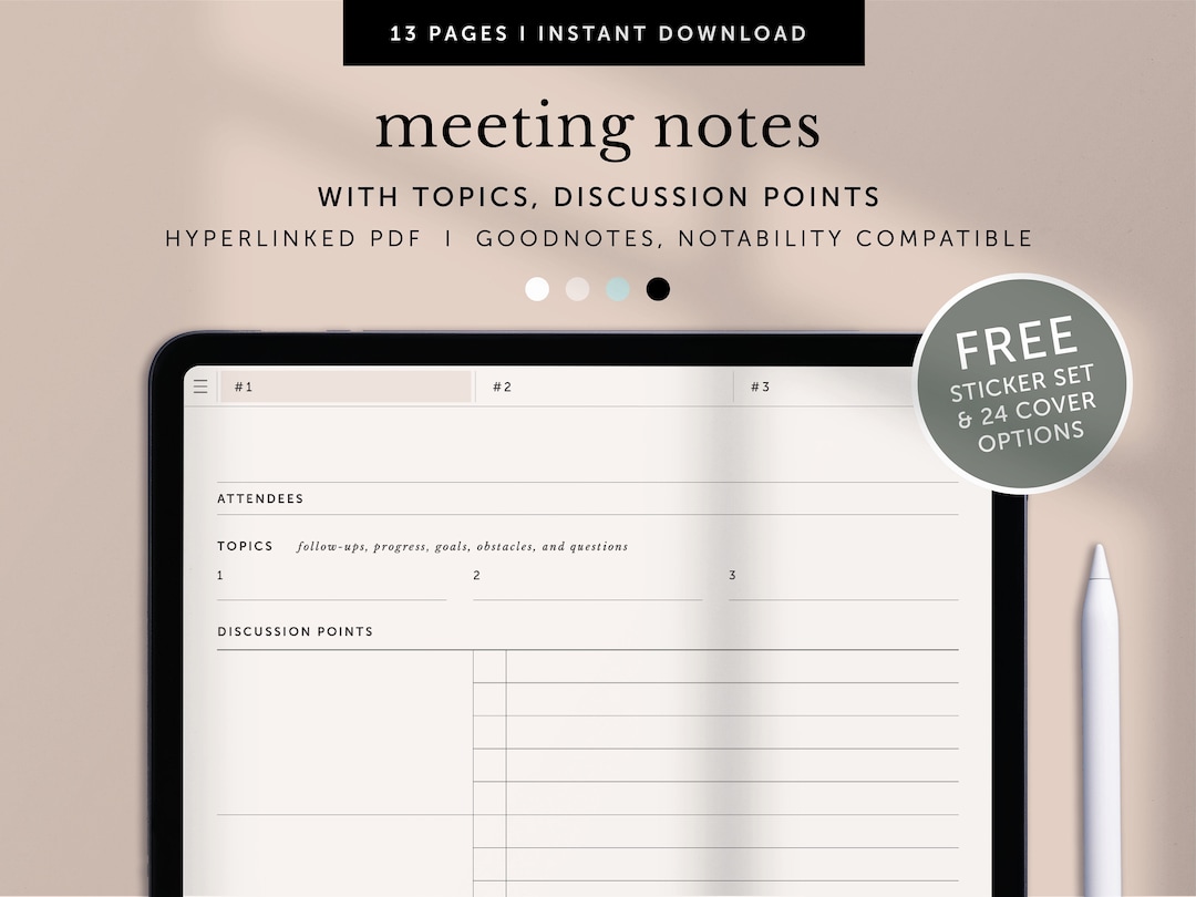 Digital Meeting Notes Template Meeting Minutes Digital Work - Etsy New ...