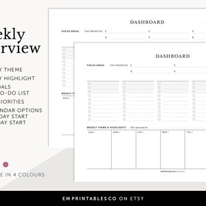 Weekly Project Dashboard, Weekly Overview, Productivity Planner, Week ...