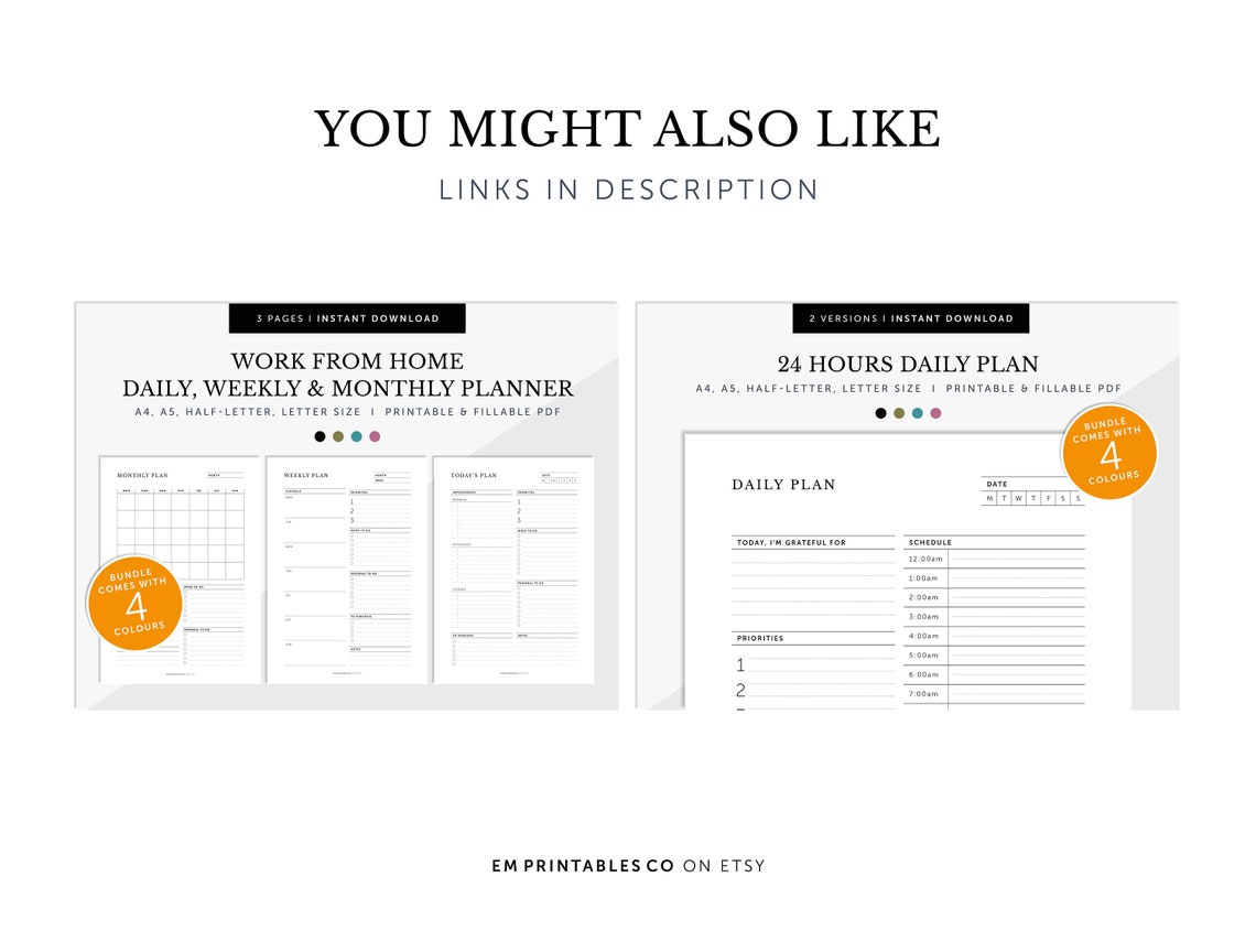 24 Hour Weekly Calendar, 24hrs Weekly Schedule, Weekly Desk Planner ...