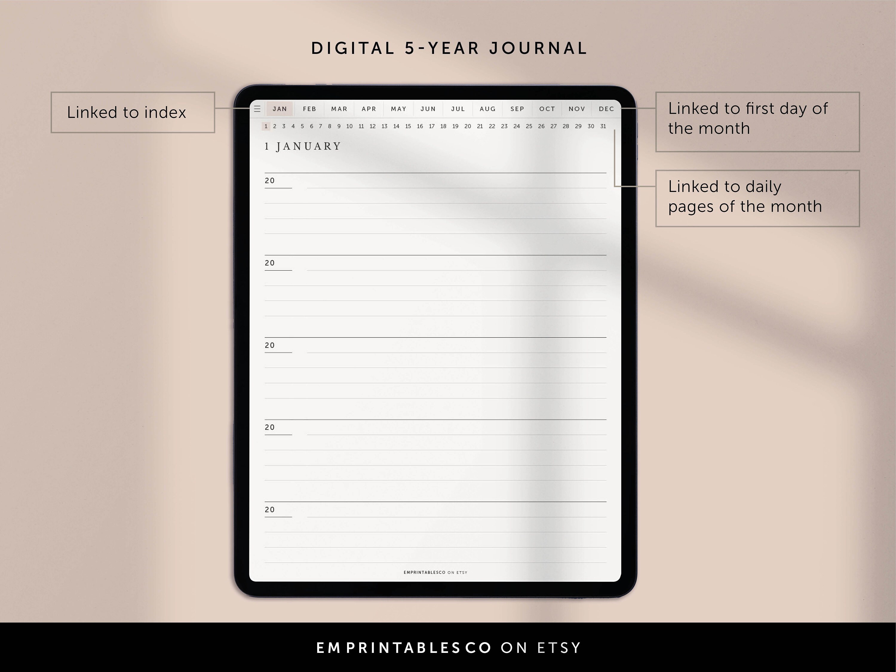 Digital 5-year Journal & Memory Book, One Line a Day, 5 Year Daily ...