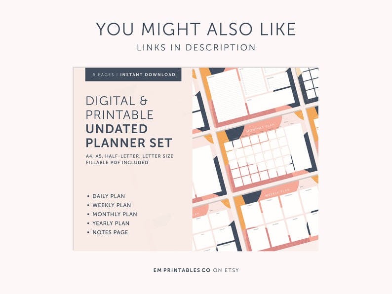 Graphic Pattern Yearly Planner Printable & Digital Planner - Etsy