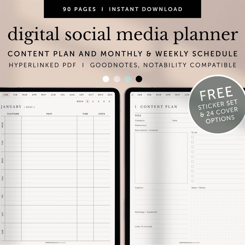 Notability Content Calendar - Etsy