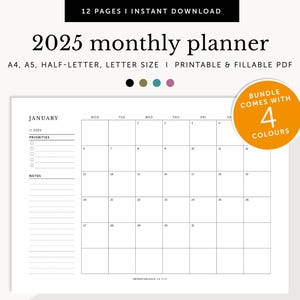 2025 Monthly Calendar, 2025 Monthly Overview, 2025 Landscape Monthly ...