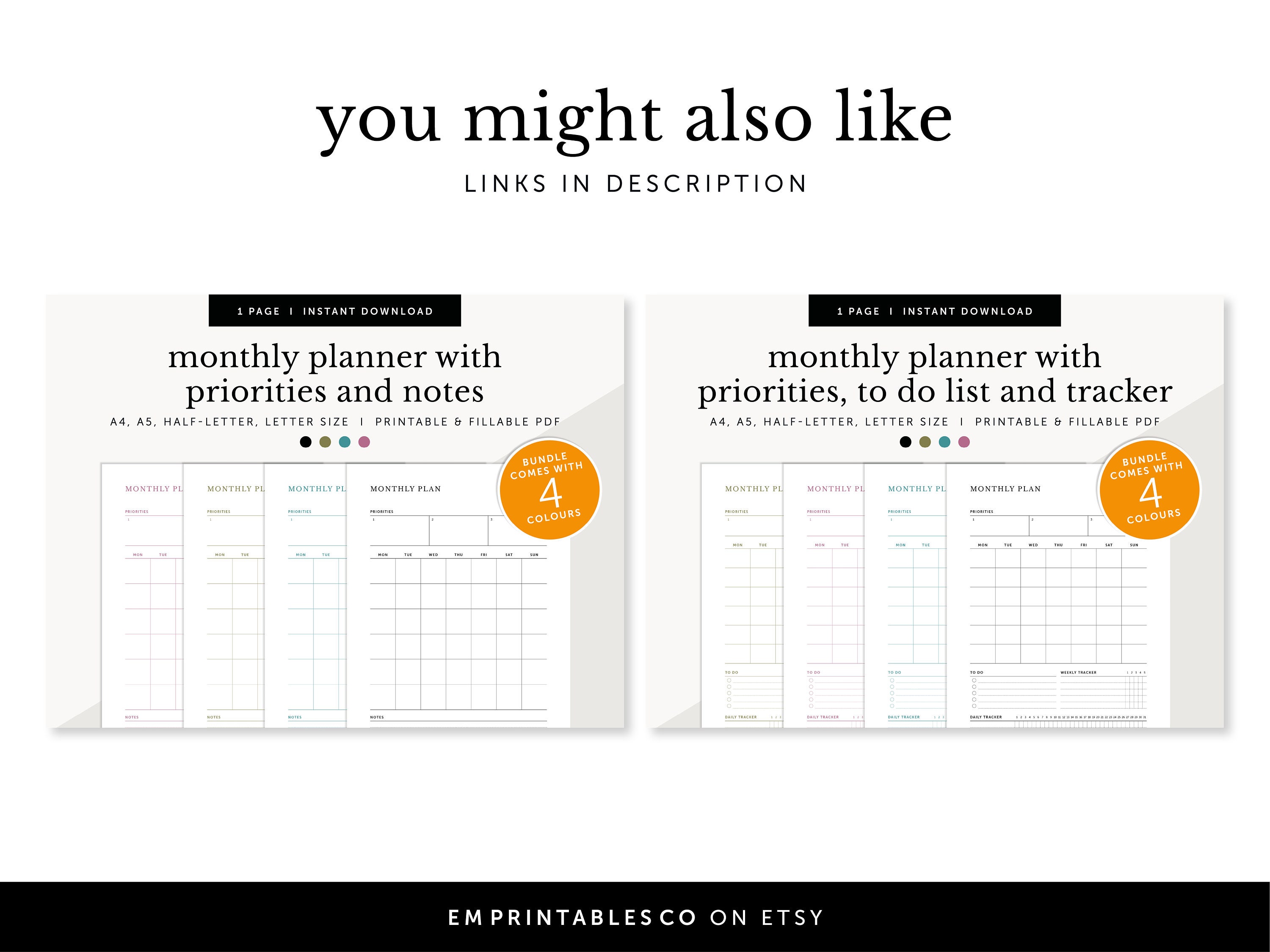 Daily Weekly Tracker, Monthly Planner, Monthly Schedule, 30 Day Tracker ...