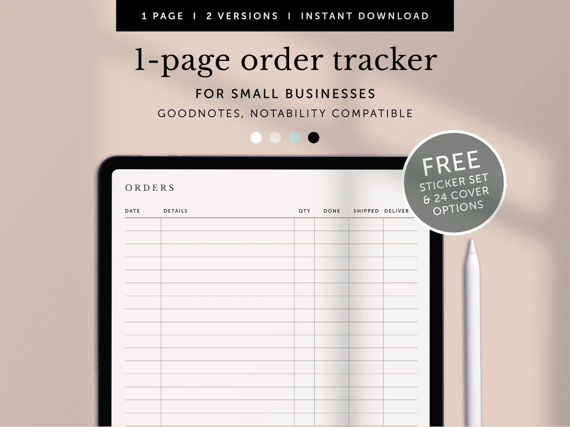 Digital Order Tracker Template, Shipping Tracker, 1-page Order Planner ...