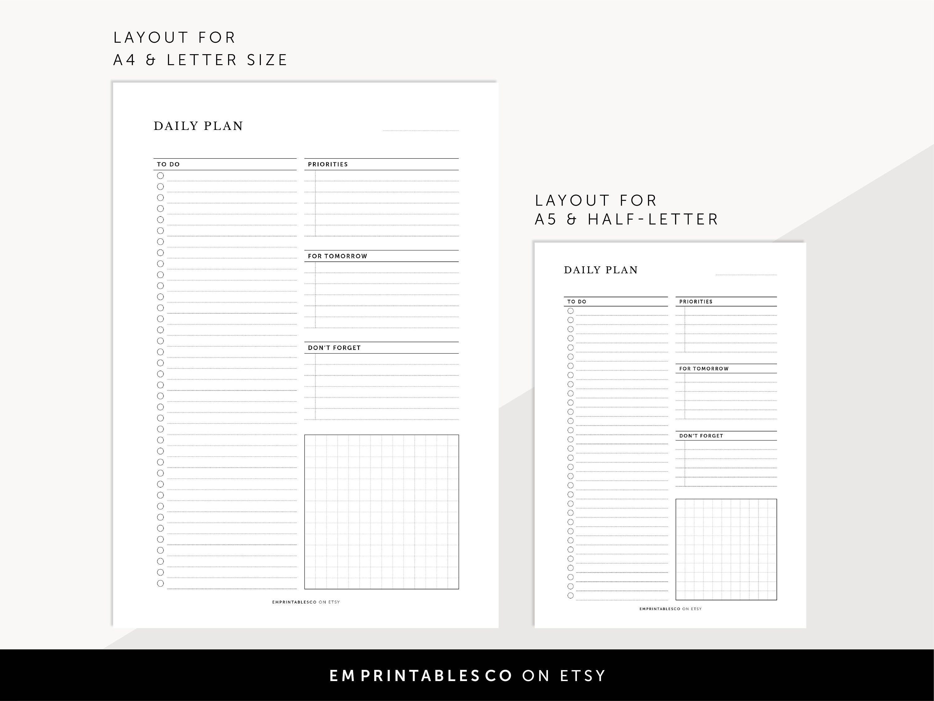 Minimalist Productivity Daily Planner, Daily Checklist, Daily Tasks ...