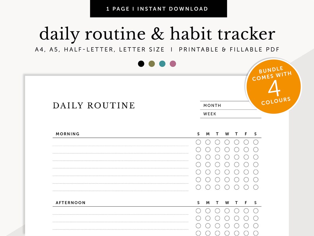 Daily Routine Planner, Daily Habit Tracker, Routine Checklist, to Do ...