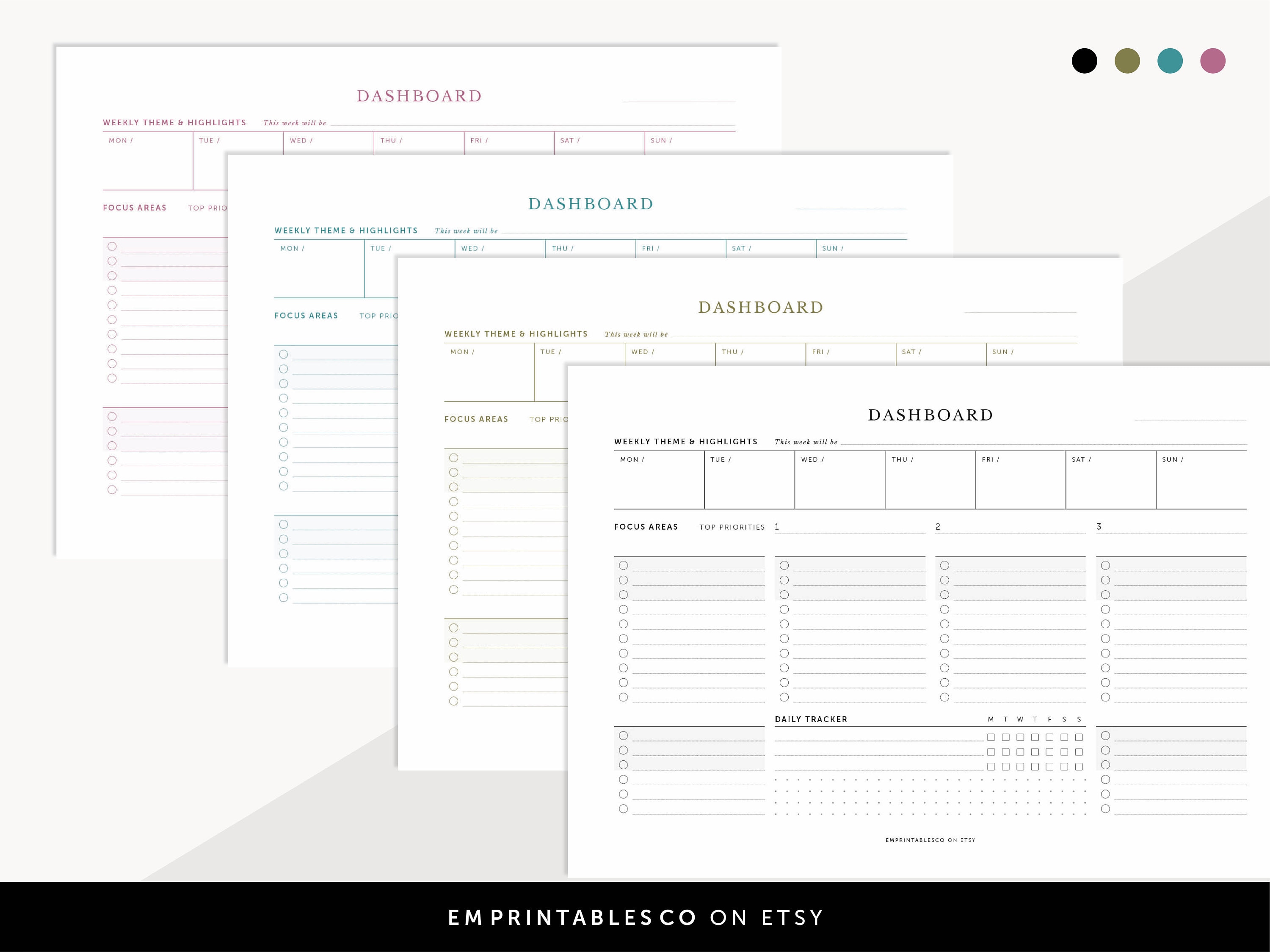 Project Overview Weekly Dashboard Overview Habit Tracker - Etsy