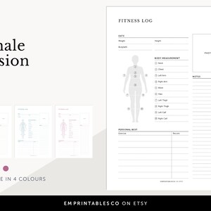 Fitness Tracking Chart, Body Measurement Tracker, Fitness Log, Workout ...