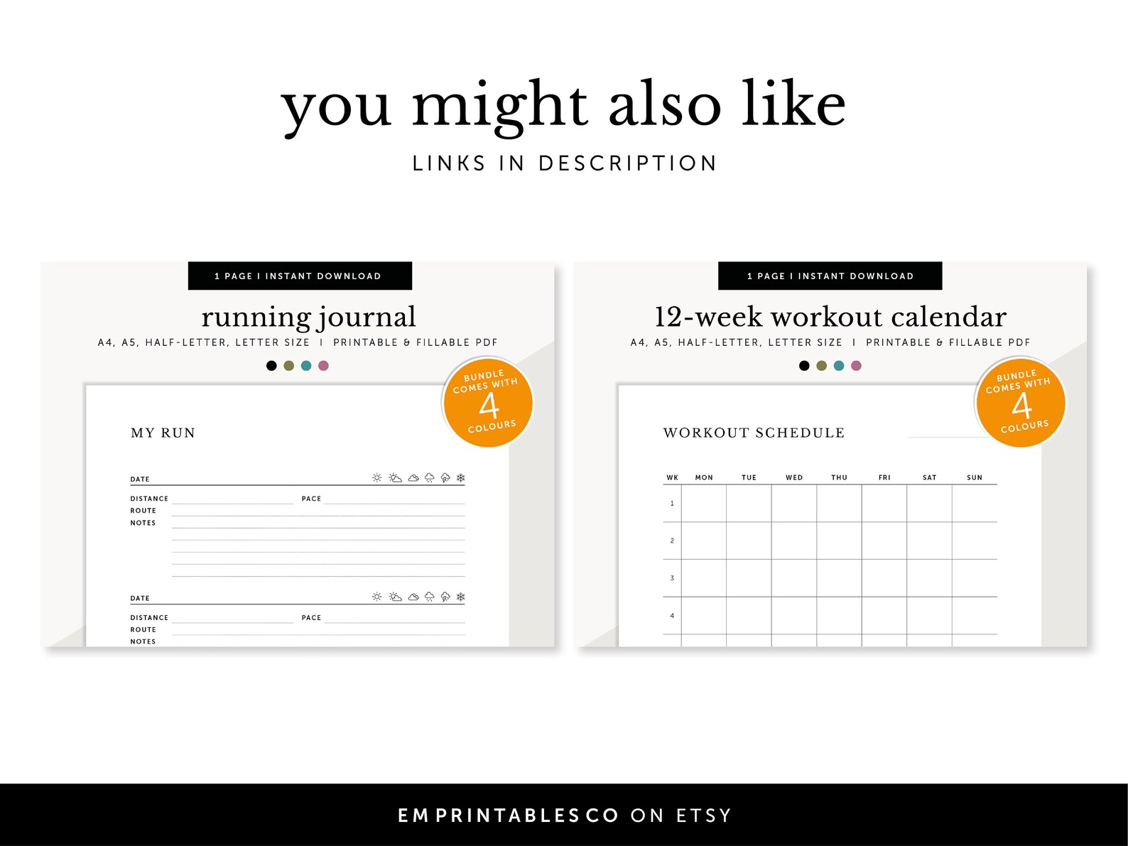 30 Day Running Log, Monthly Running Log, Running Journal, Monthly Run ...