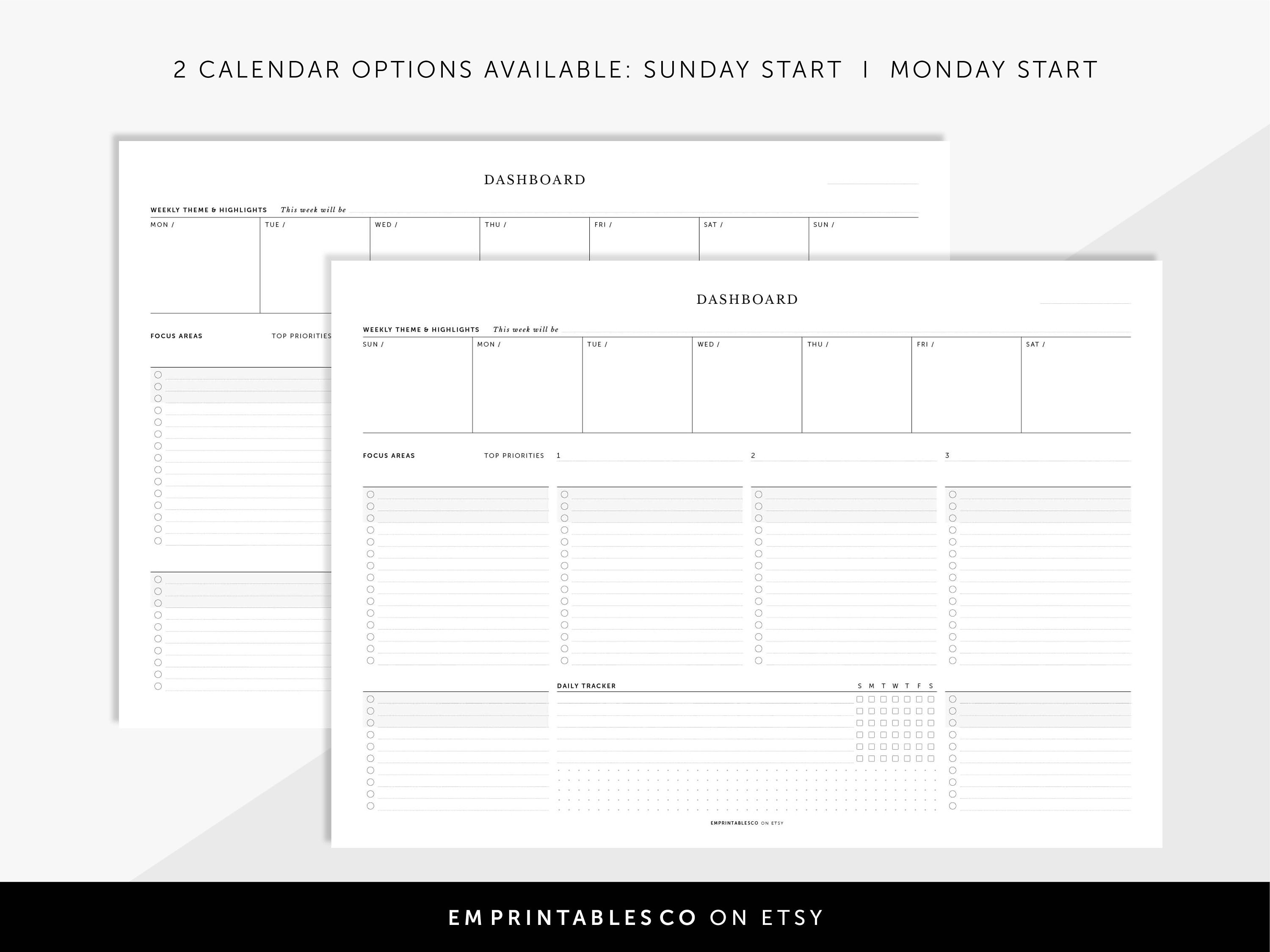 A3 Weekly Dashboard, Ledger Weekly Planner, Weekly Productivity, Weekly ...