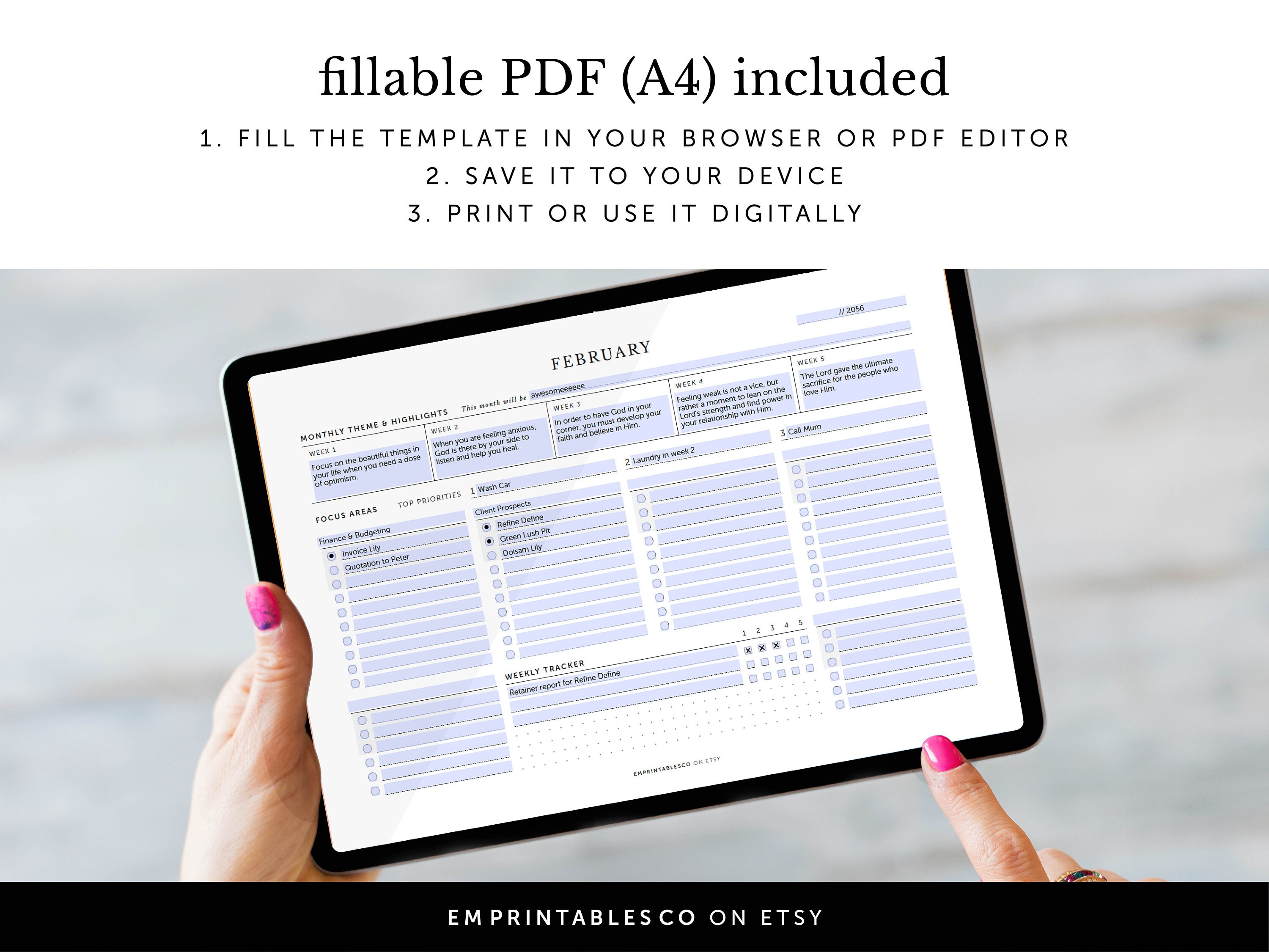 Monthly Highlights, Monthly Overview, Weekly Tracker, Monthly Project ...