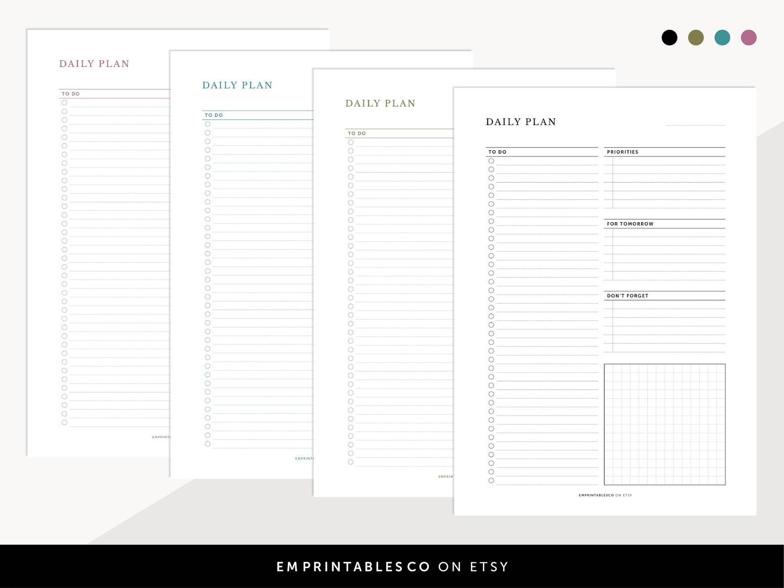 Minimalist Productivity Daily Planner, Daily Checklist, Daily Tasks ...