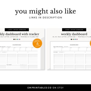 Weekly Dashboard, Project Overview, Productivity Planner, Weekly Agenda ...