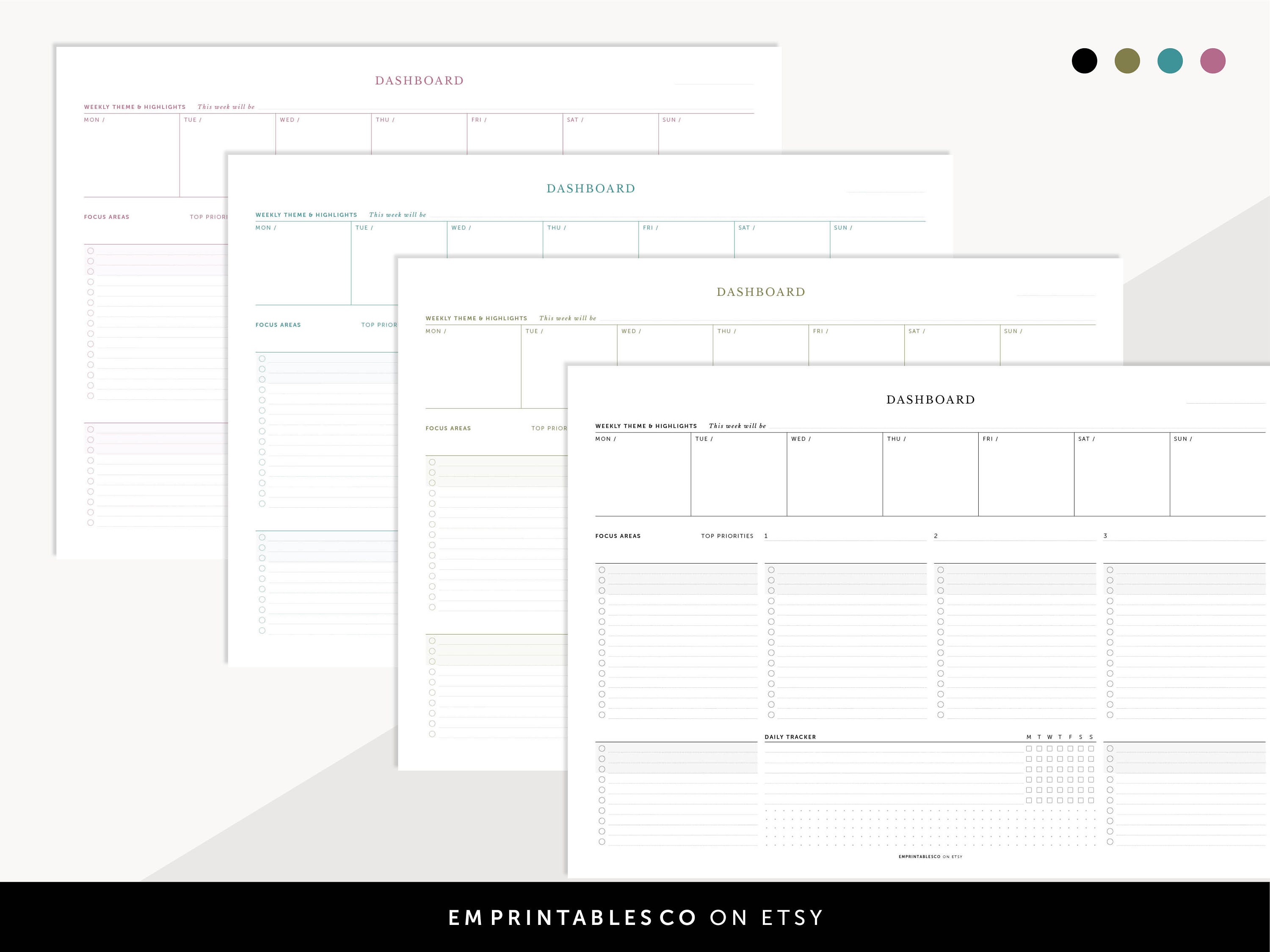 A3 Weekly Dashboard, Ledger Weekly Planner, Weekly Productivity, Weekly ...