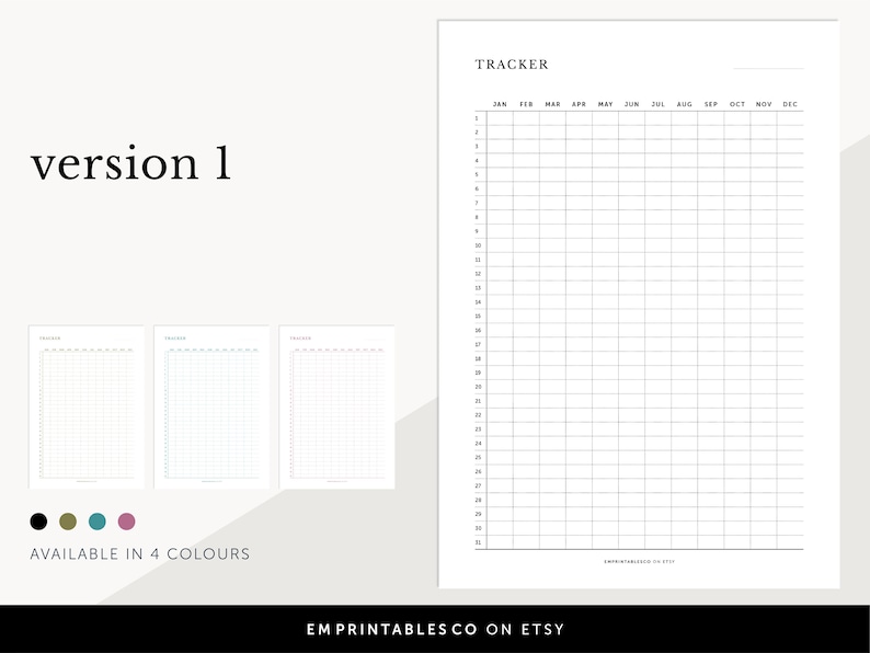 365 Day Tracker, Daily Progress Tracker, Goal Tracking Journal, Habit ...