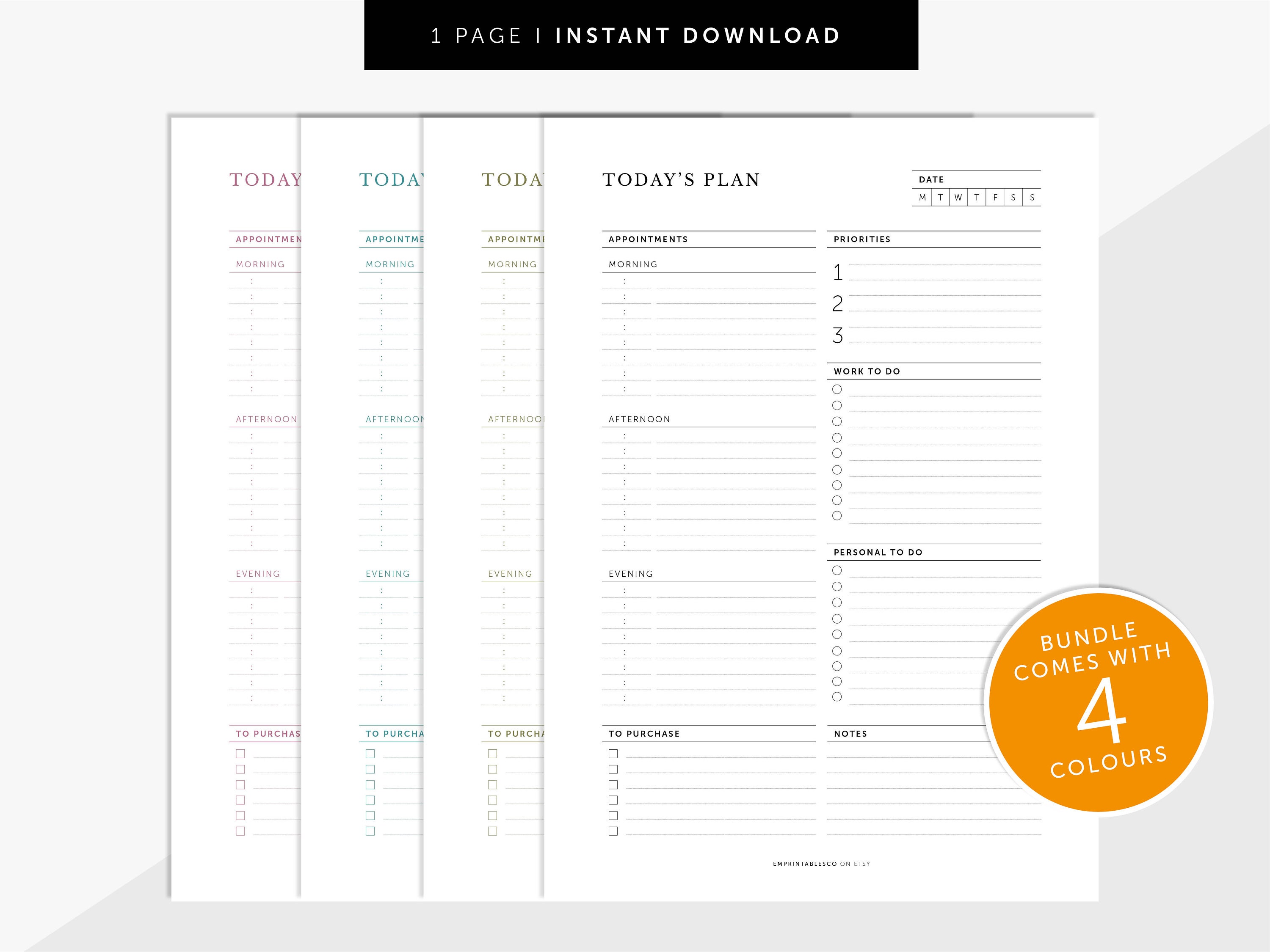 Work From Home Daily Planner, Printable Planner, Planner Set, Planner ...