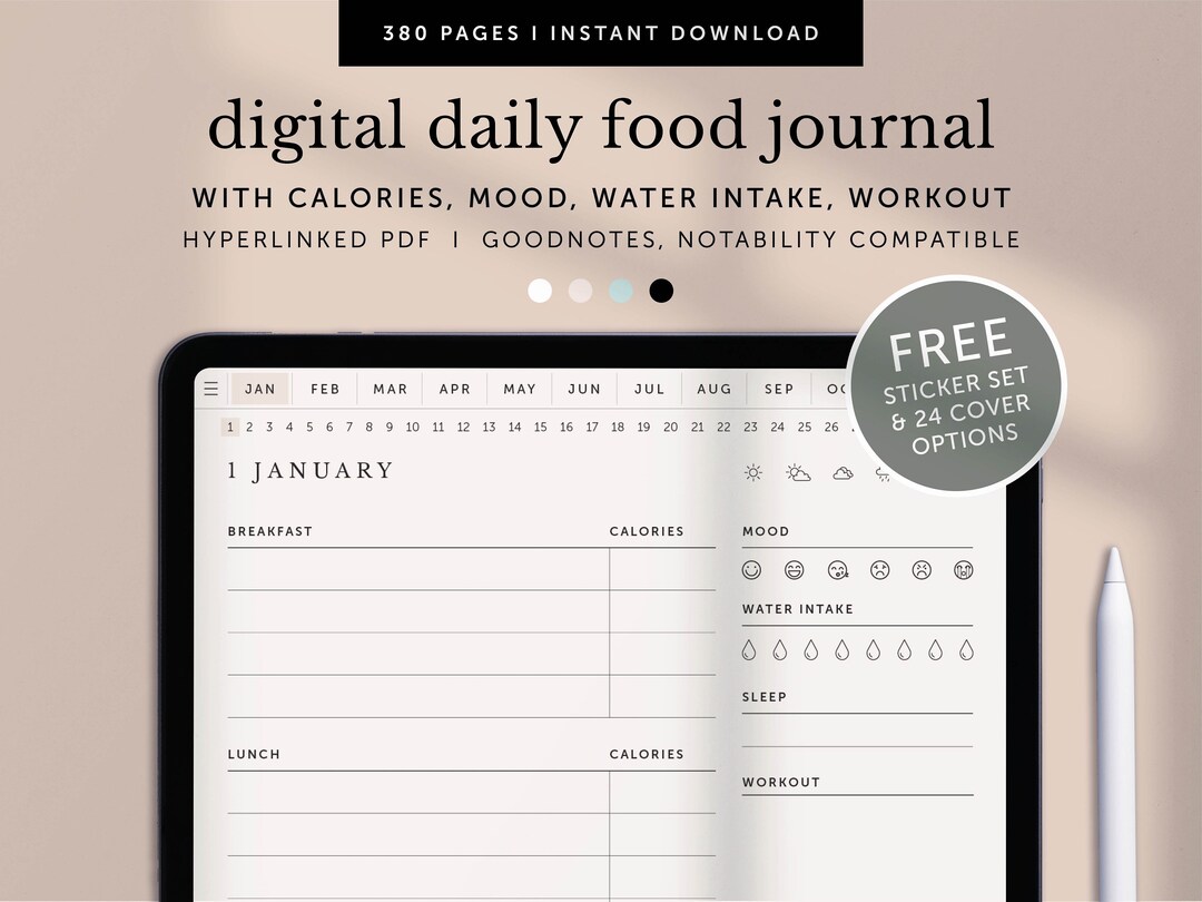 Digital Daily Food Journal, Daily Food Diary, Nutrition Tracker, Daily ...