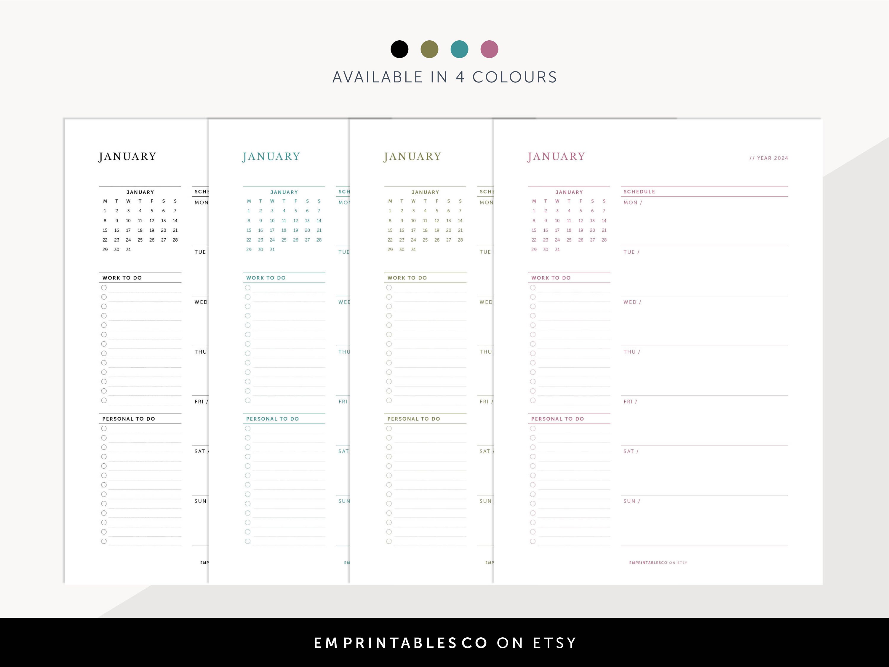 2024 Work From Home Weekly Planner, 2024 Weekly Schedule With Calendar ...