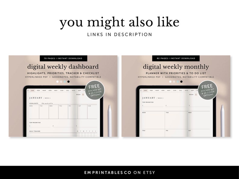 Digital Monthly Overview, Monthly Planner, Monthly Goals & to Do ...