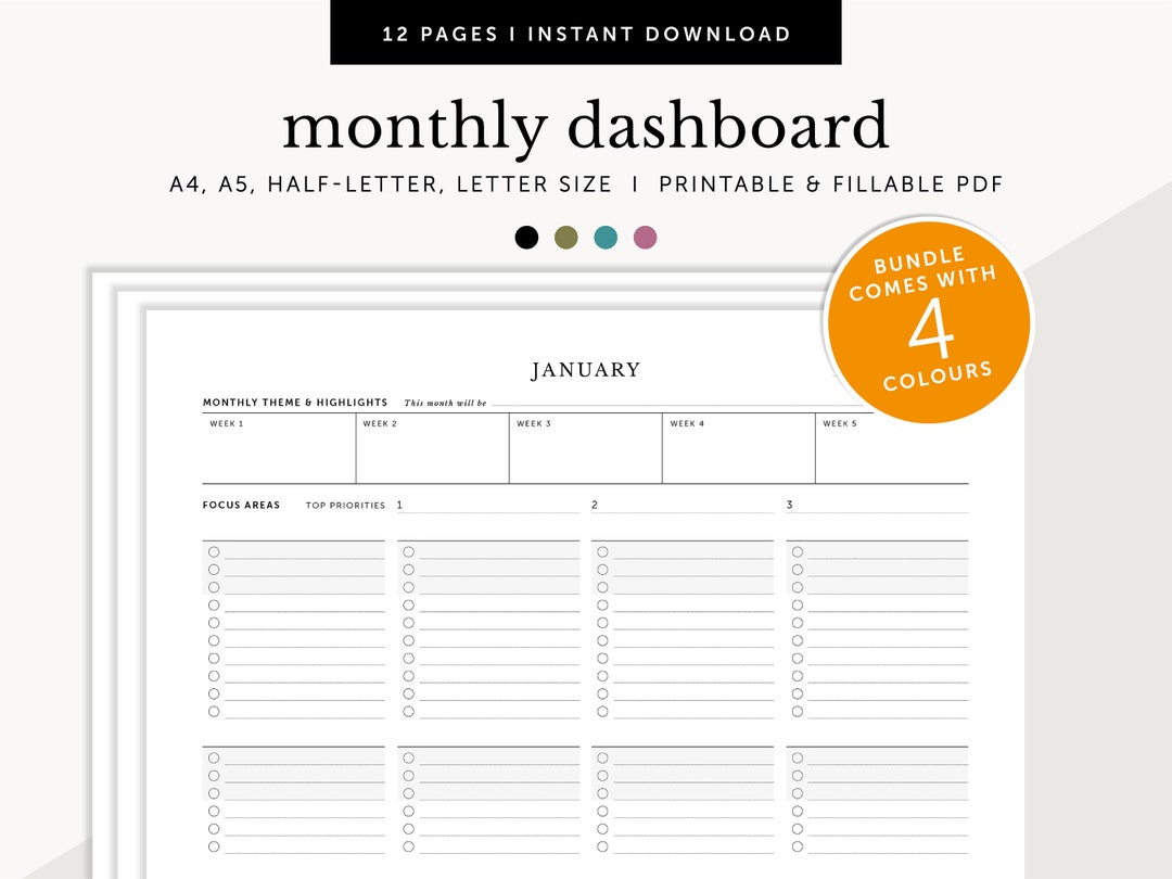 Monthly Highlights, Monthly Overview, Monthly Project Planner, Monthly ...
