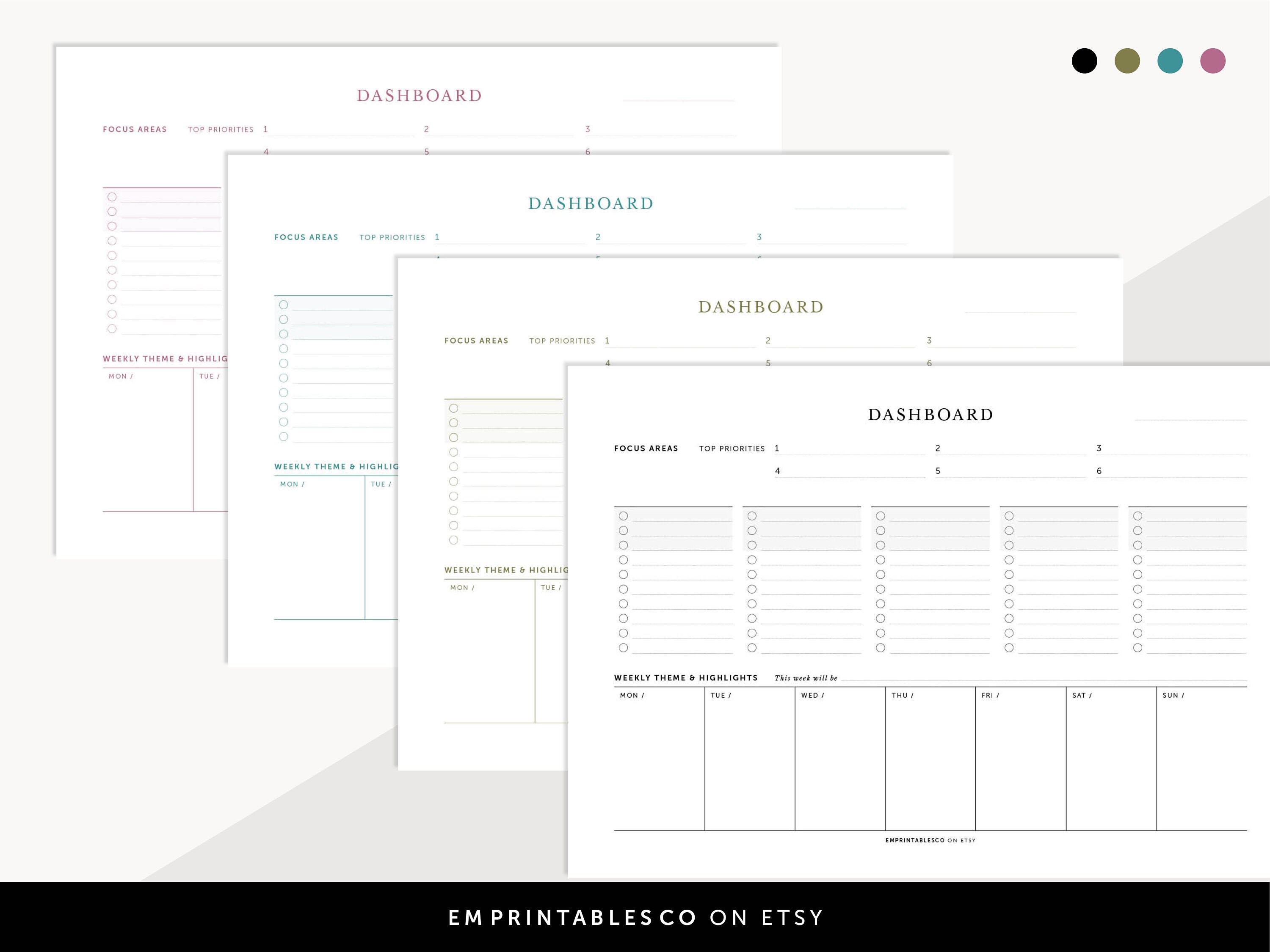 Weekly Project Dashboard, Weekly Overview, Productivity Planner, Week ...