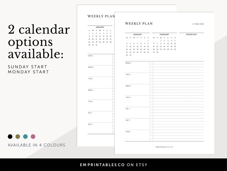 2023 Weekly Action Plan, 2023 Weekly Goals With Calendar, 2023 Weekly ...