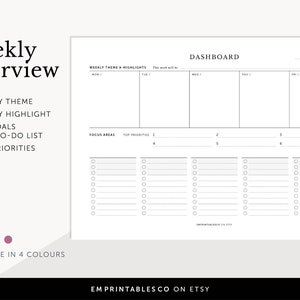 Weekday Dashboard Overview, Project Overview, Project Planner, Weekdays ...