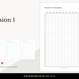 365 Day Weight Tracker, Weight Loss Tracker, Daily Weight Log, Wellness ...