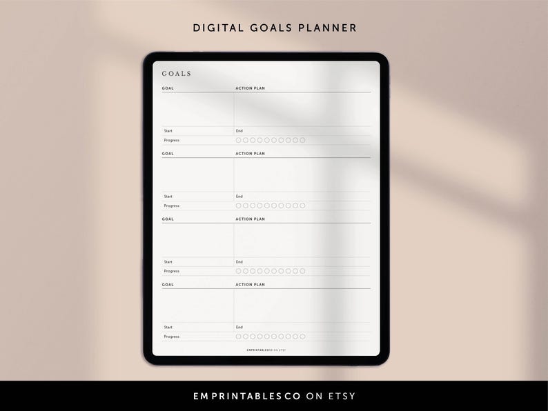 Digital Goals, Goal Action Plan, Goal Progress Tracker, Financial Goals ...