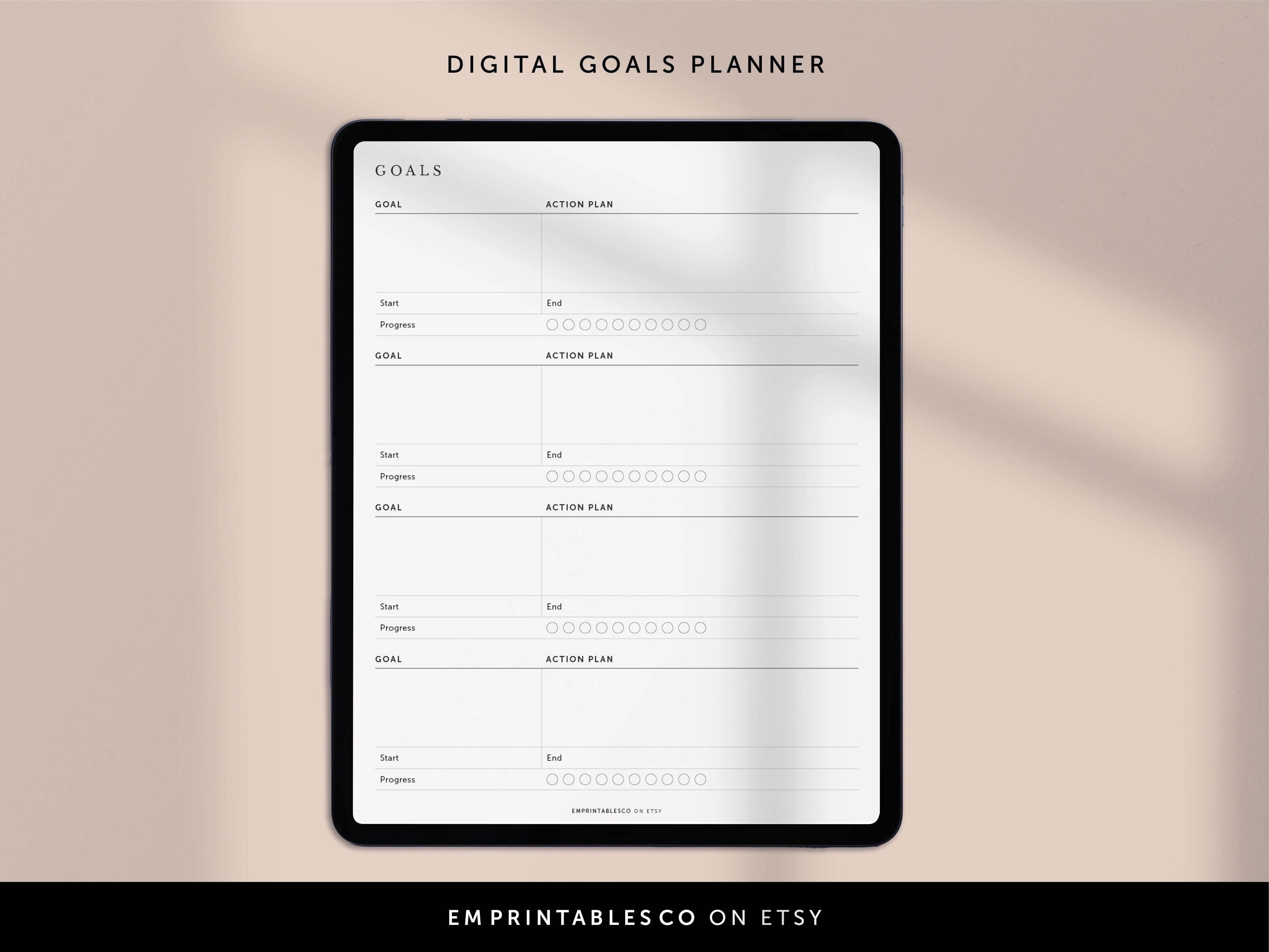 Digital Goals, Goal Action Plan, Goal Progress Tracker, Financial Goals ...