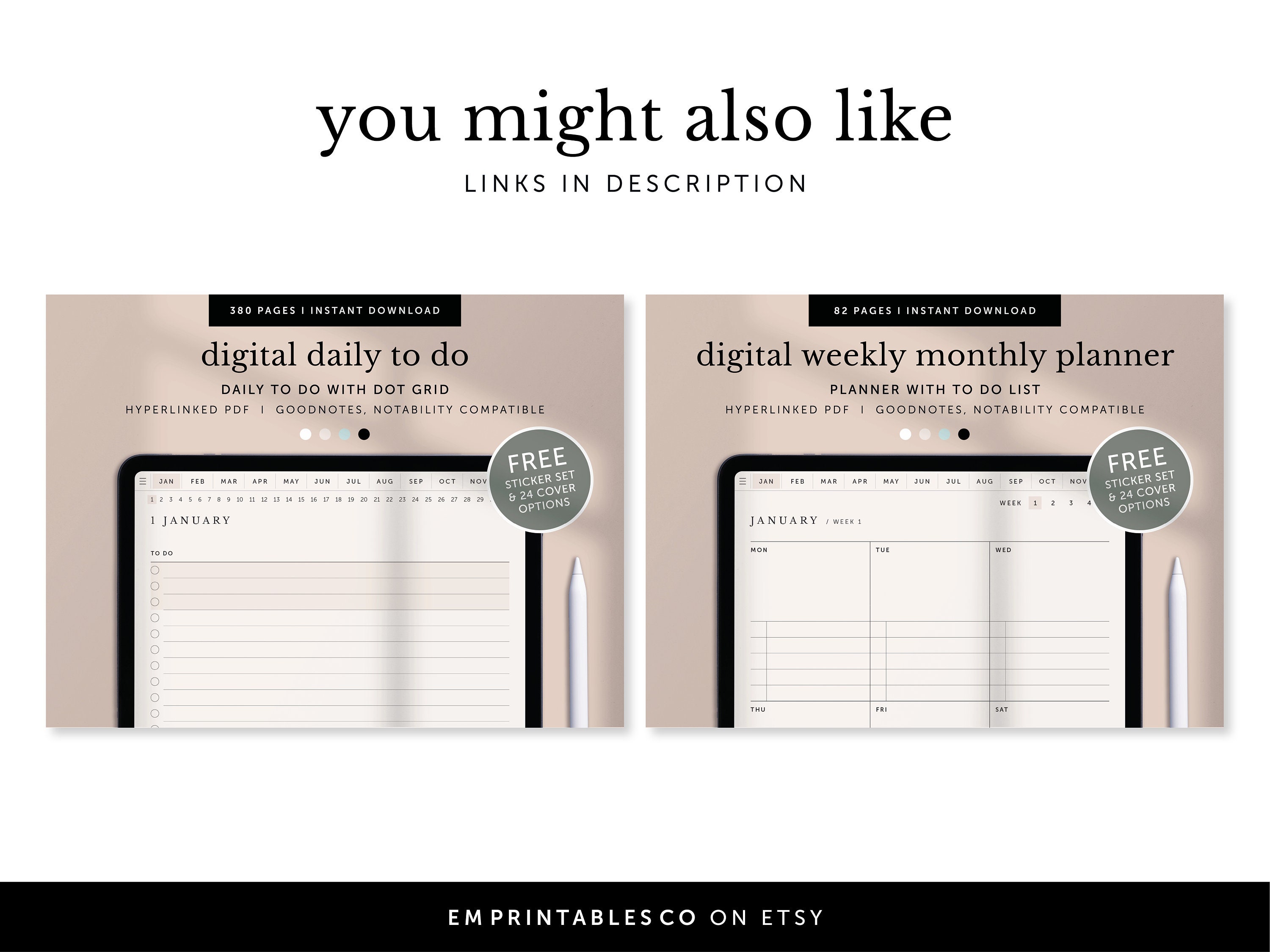 Digital Daily to Do Planner, Digital Monthly Planner, to Do List ...