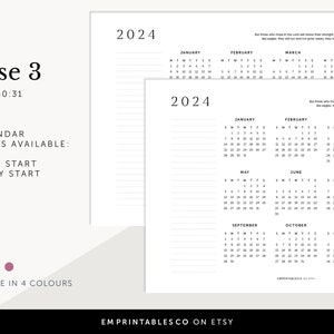 2024 Calendar With Bible Verses, 2024 Christian Planner, 2024 Yearly ...