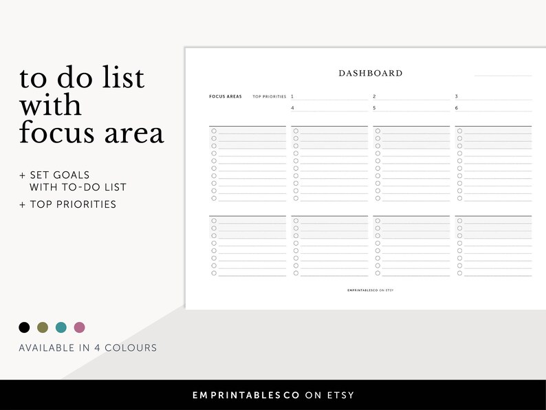 To Do List With Focus Areas Project Planner Productivity - Etsy