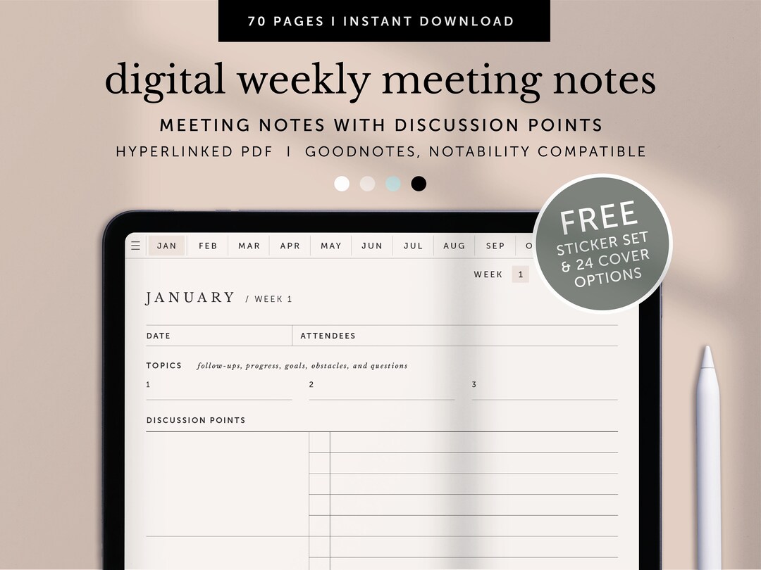 Digital Weekly Meeting Notes, Digital Meeting Notes Template ...