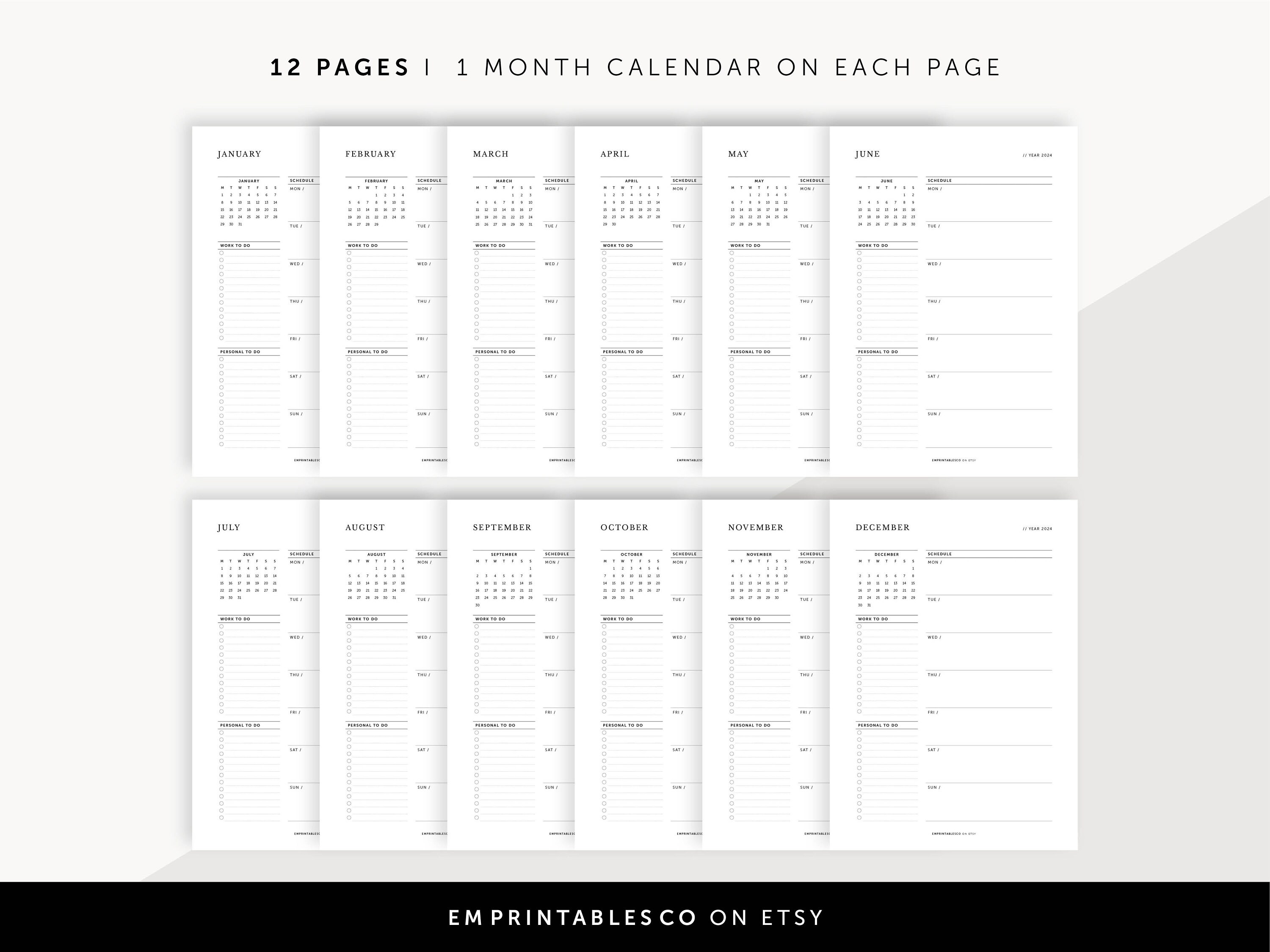 2024 Work From Home Weekly Planner, 2024 Weekly Schedule With Calendar ...