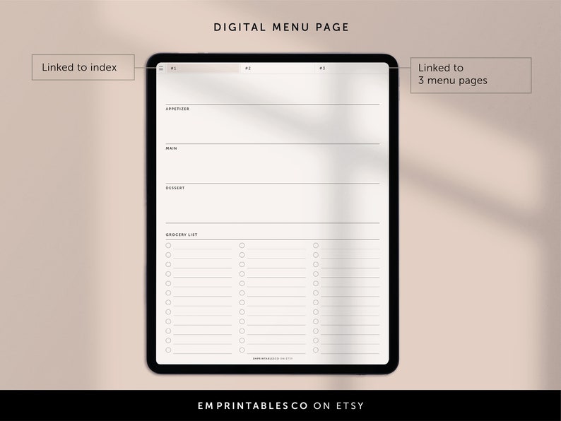 Digital Menu Planner, Meal Planner, Grocery List, Food Planner ...