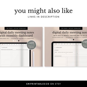Digital Daily Meeting Notes Template With Weekly Goal & Monthly ...