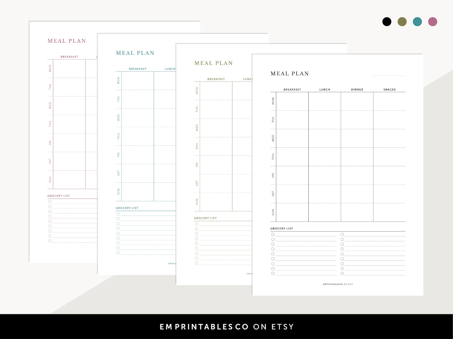 Weekly Meal Planner, Meal Prep Planner, Grocery List, Food Schedule ...