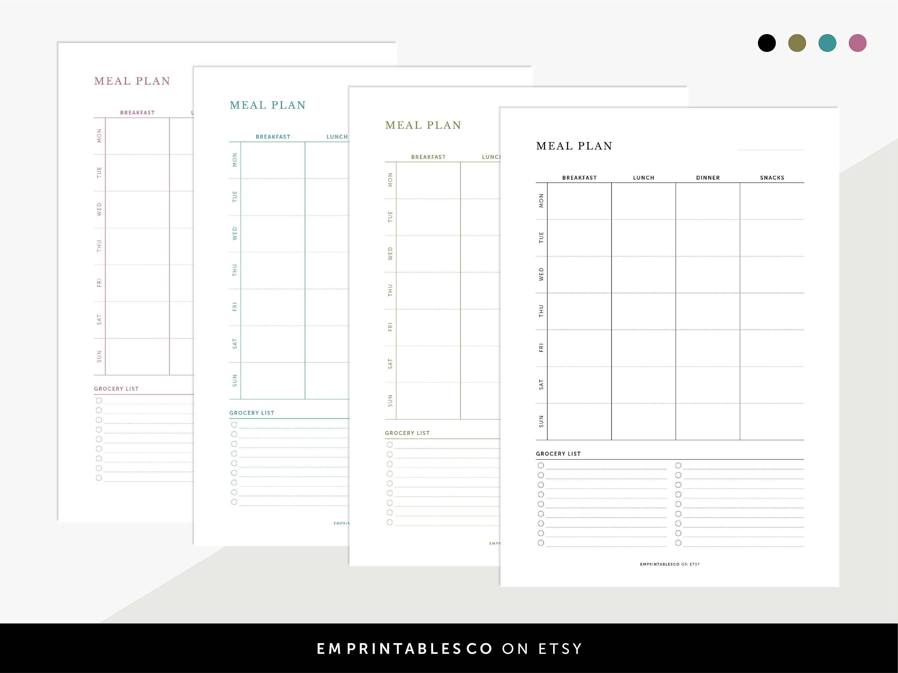 Weekly Meal Planner, Meal Prep Planner, Grocery List, Food Schedule ...