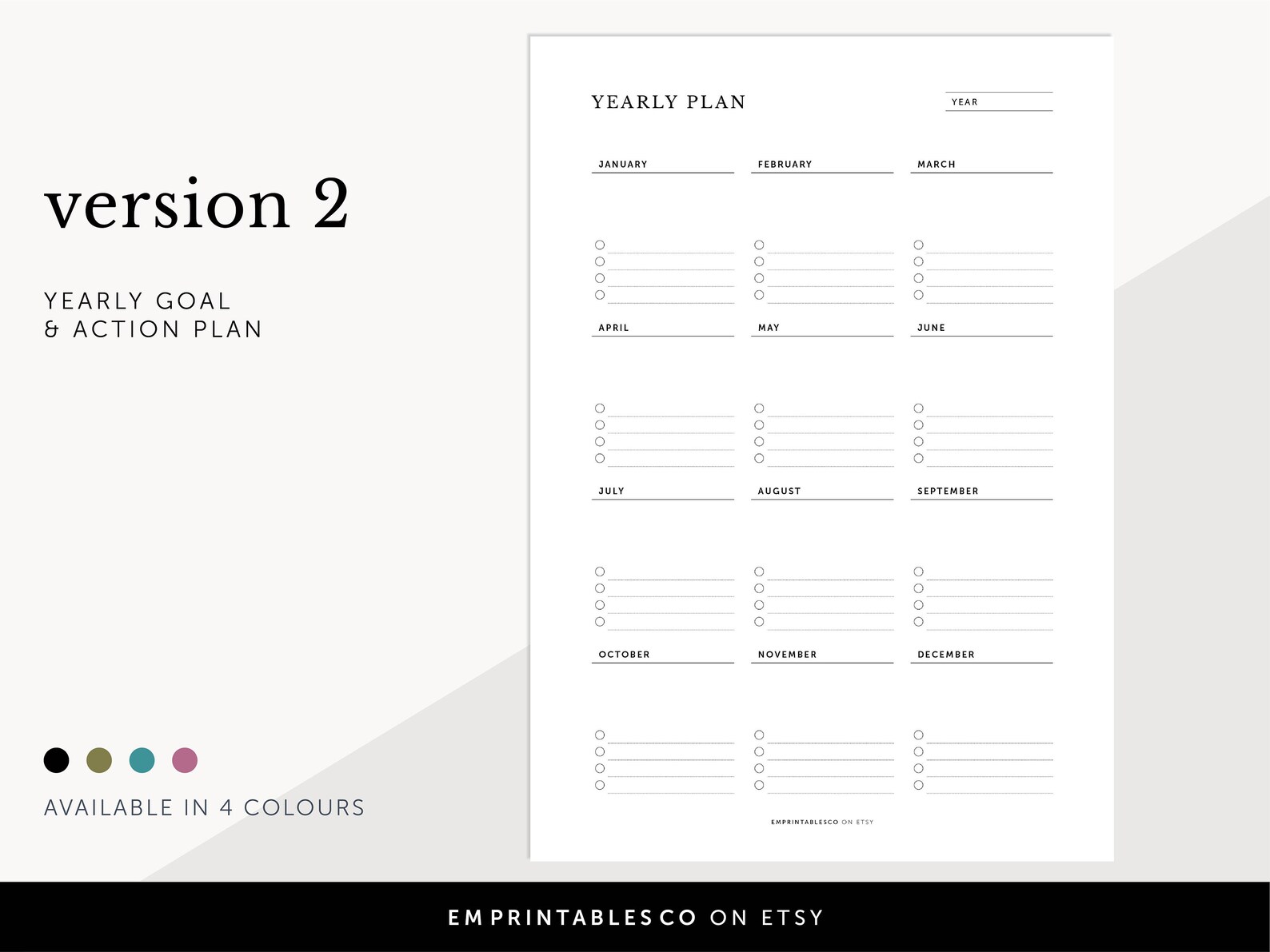 Yearly Overview, Yearly to Do, Yearly Goals & Action Plan, Yearly ...