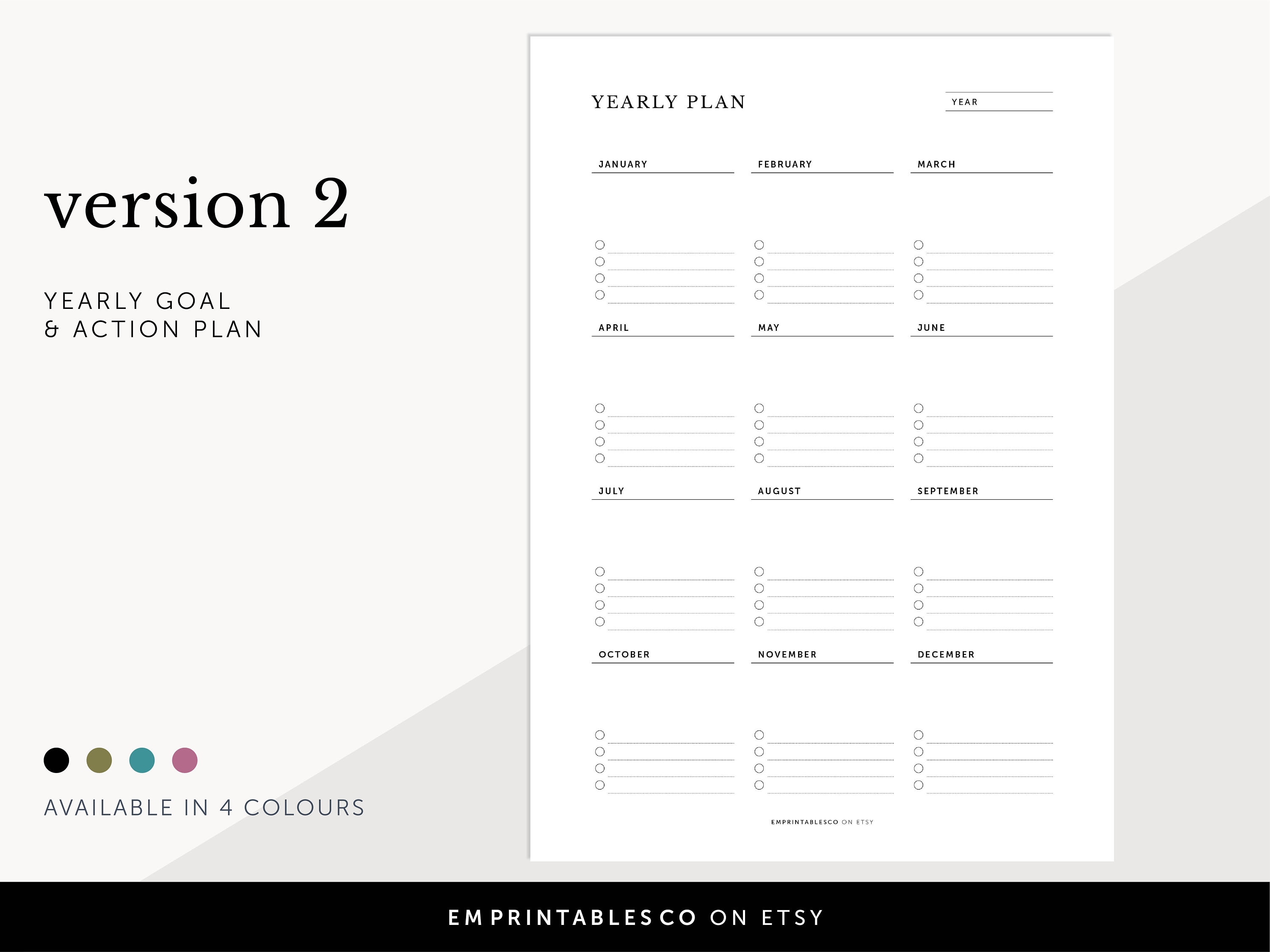 Yearly Overview, Yearly to Do, Yearly Goals & Action Plan, Yearly ...