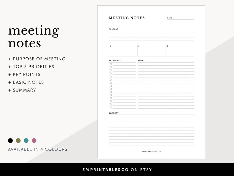 The Cornell Note Taking System, Meeting Notes Template, Meeting Agenda ...