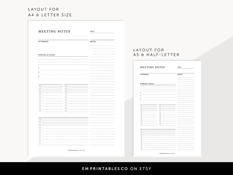 Meeting Notes Template With Focus Area, Meeting Agenda, Meeting Action ...