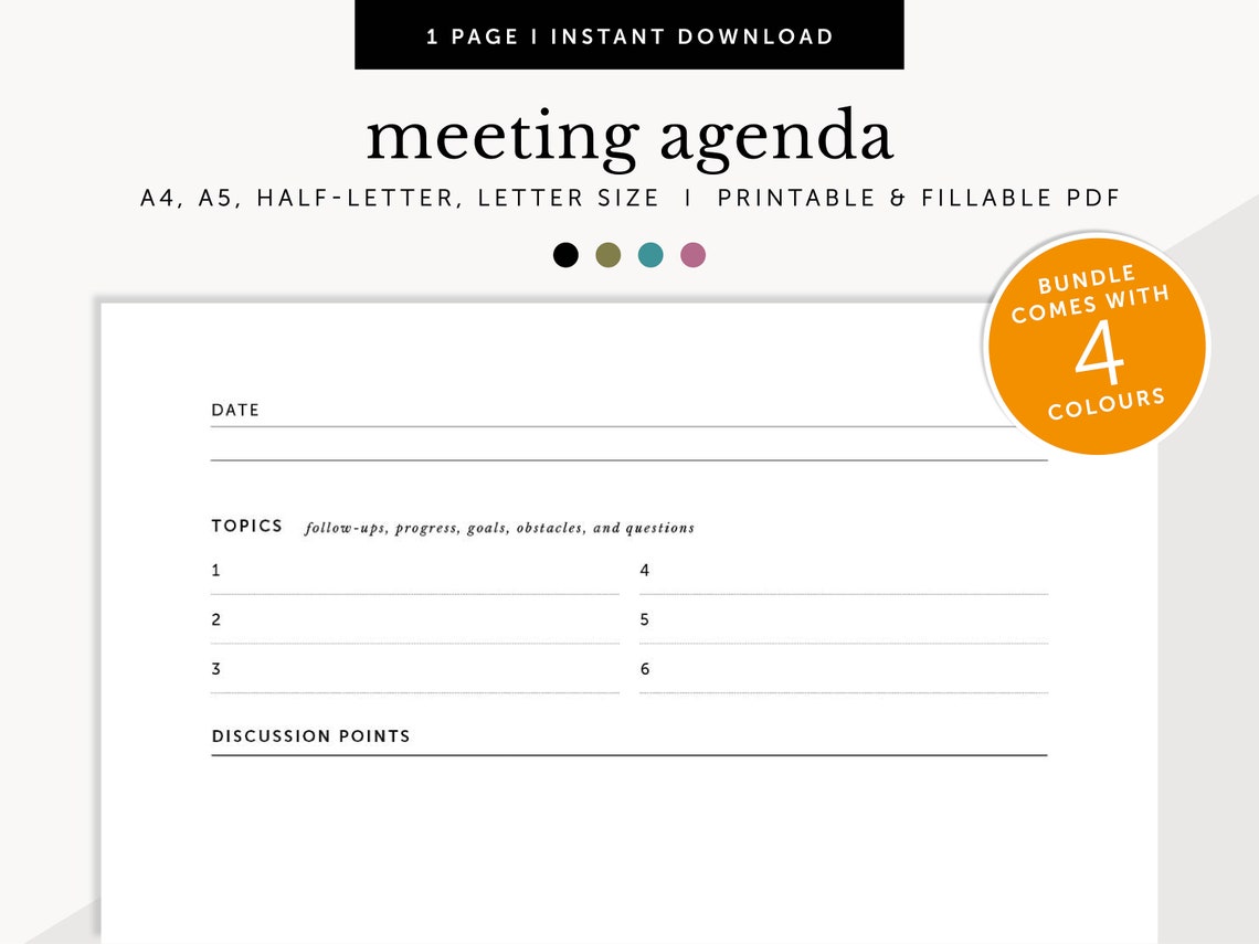 Meeting Agenda Template, Meeting Notes, Project Notes, Meeting Minutes ...