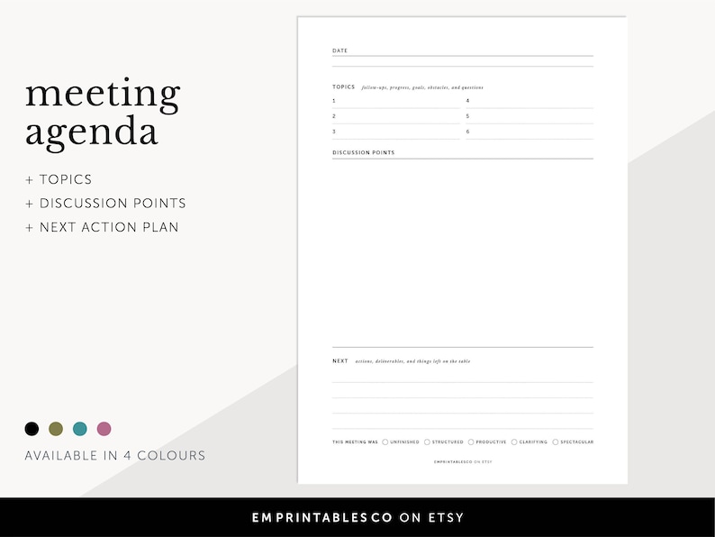 Meeting Agenda Template, Meeting Notes, Project Notes, Meeting Minutes ...