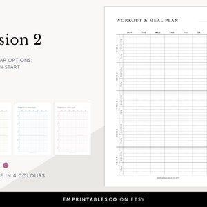 Monthly Workout and Meal Planner, Wellness Planner, Monthly Fitness and ...