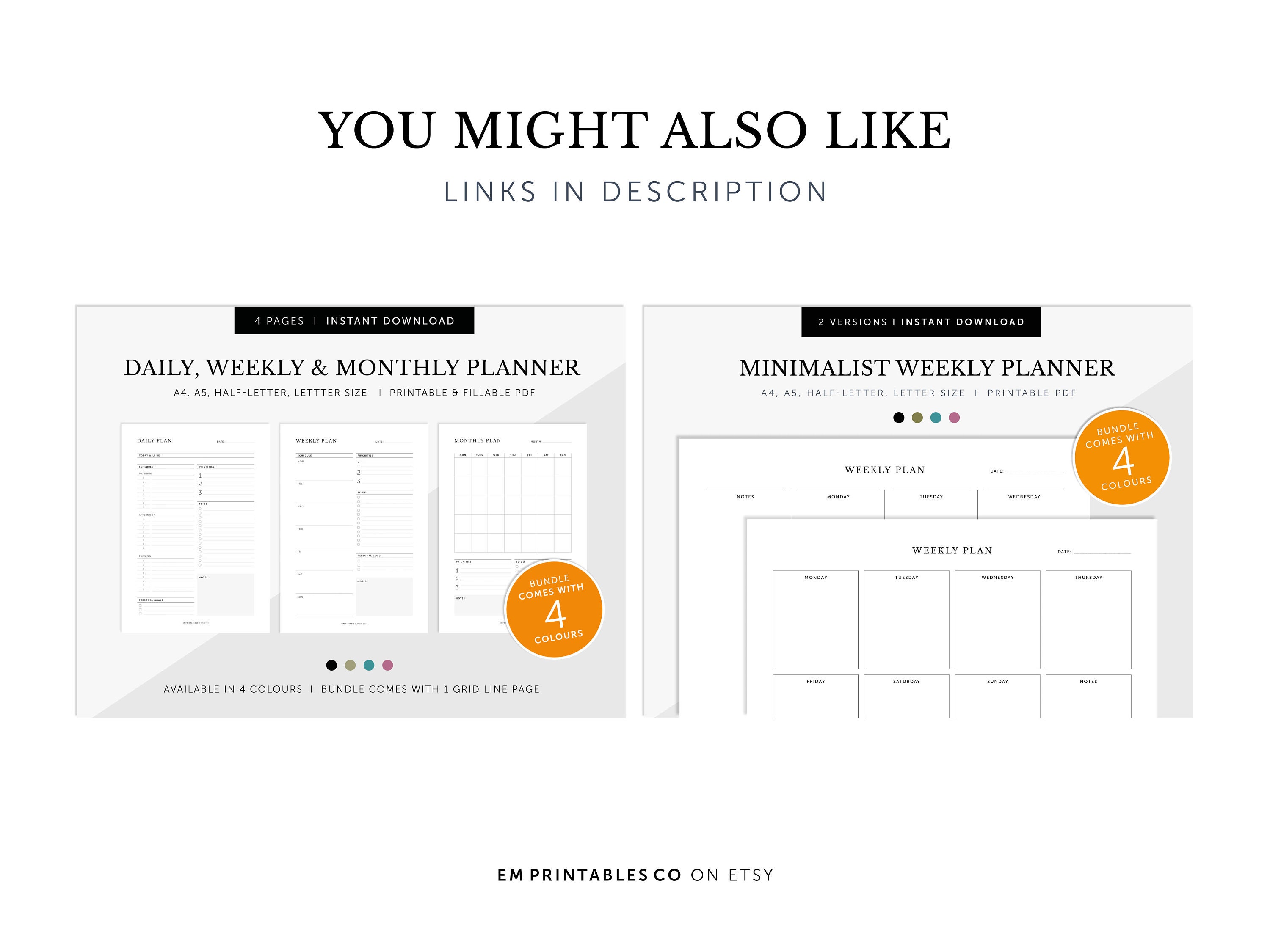 Work From Home Daily Planner, Printable Planner, Planner Set, Planner ...
