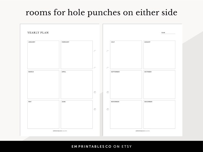 2-page Yearly Planner, Yearly Overview, Yearly Goal, Yearly Monthly ...