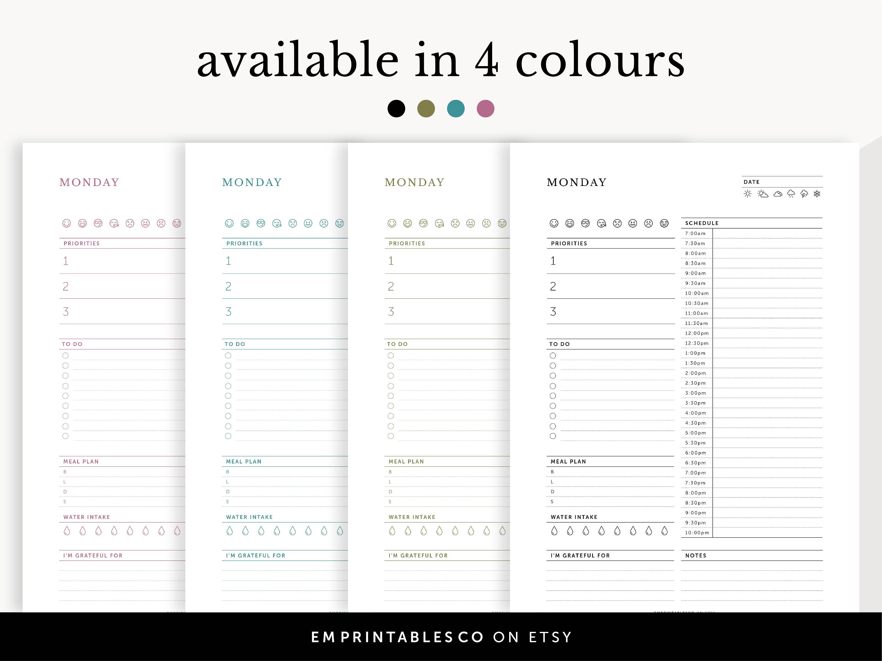 7 Day Planner With Half Hourly Schedule, Daily Planner, to Do List ...